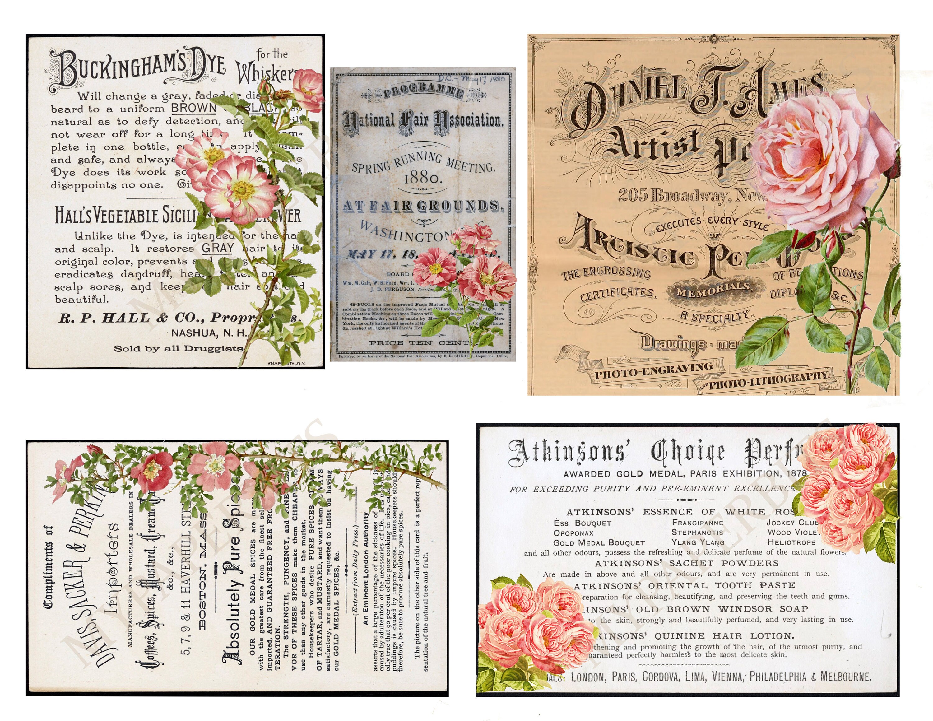 Vintage Digital Ephemera Pack 2, Vintage Ephemera, Floral Ephemera ...