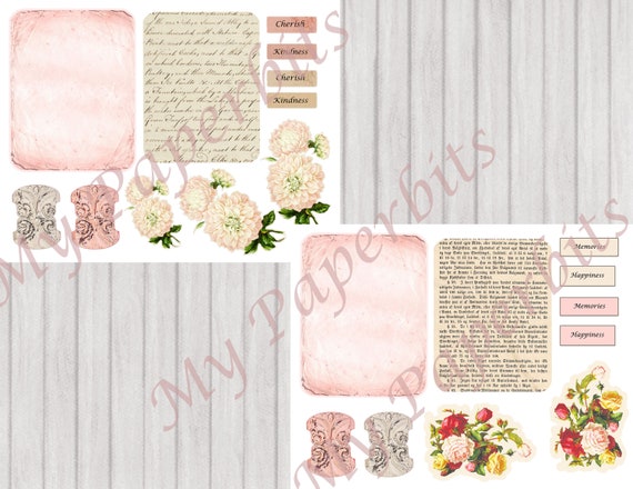 Paper Ephemera vintage ephemera digital kits script digital kit floral ...