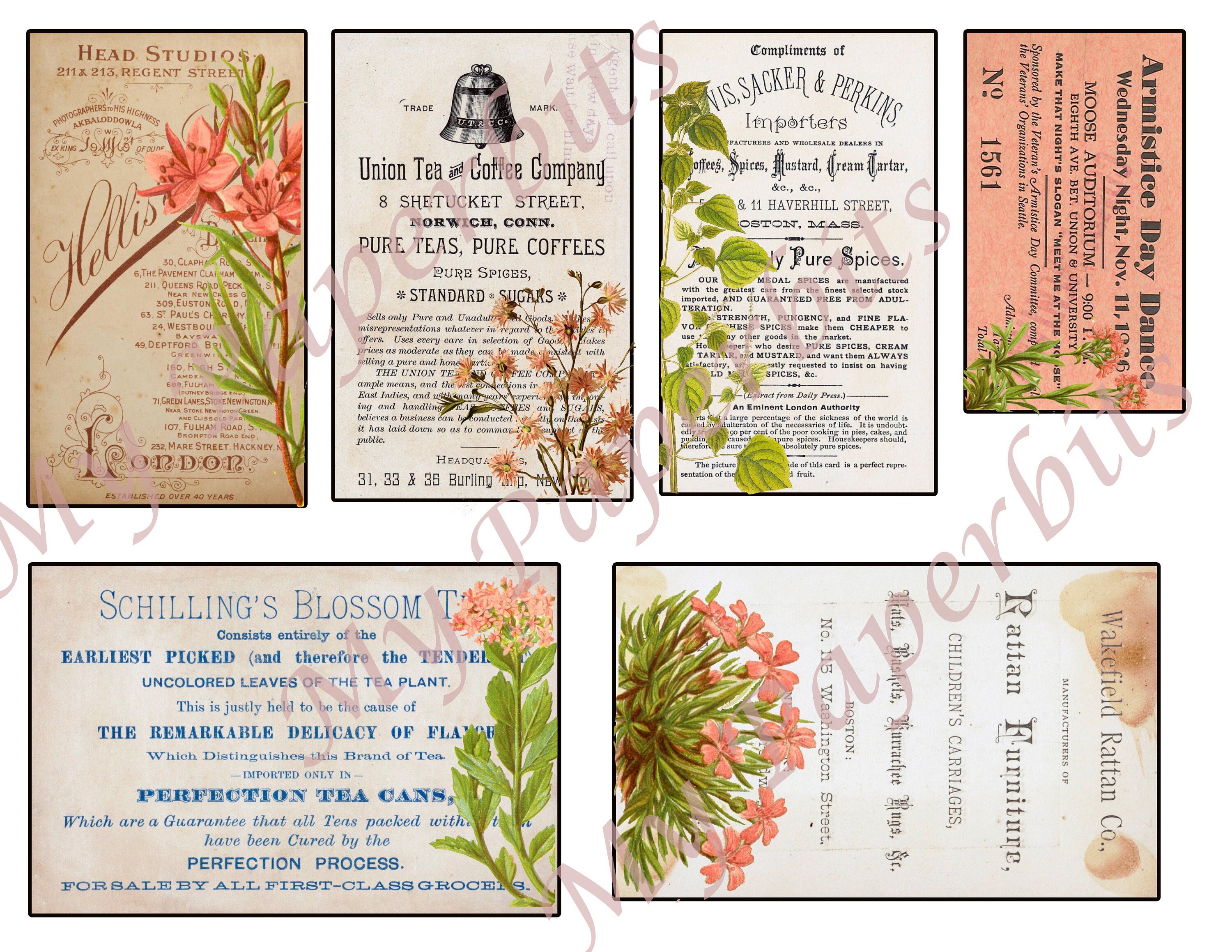 Vintage Digital Ephemera Vintage Ephemera Floral Ephemera - Etsy