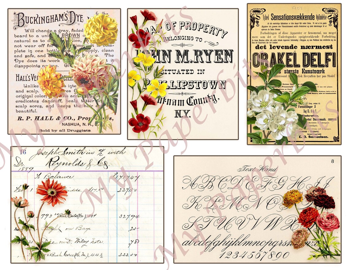 Vintage Digital Ephemera Vintage Ephemera Floral Ephemera - Etsy