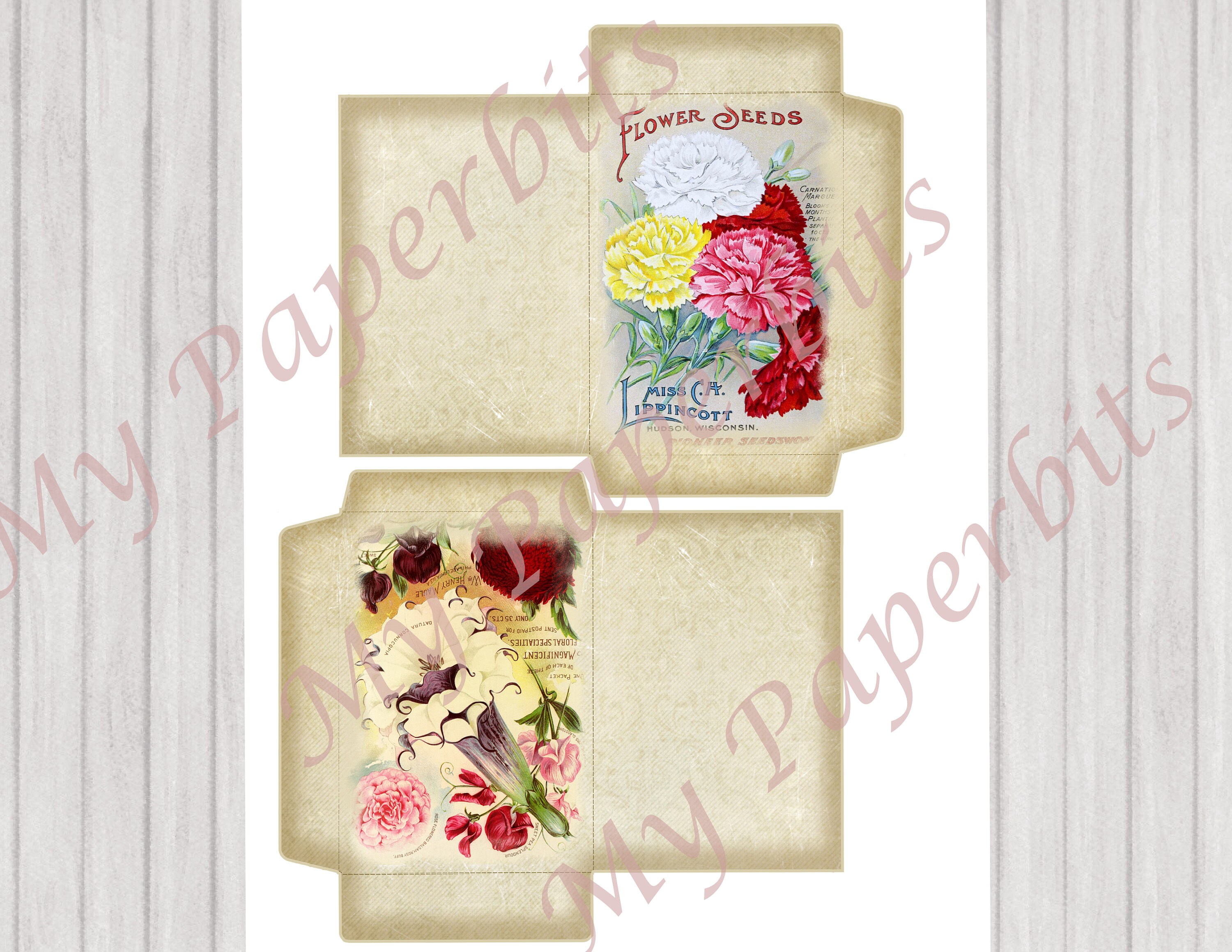 Vintage Seed Packet Digital Ephemera, Vintage Ephemera, Floral Ephemera ...
