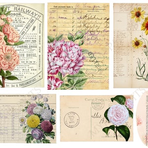 Vintage Digital Ephemera, Vintage Ephemera, Floral Ephemera, Journaling ...