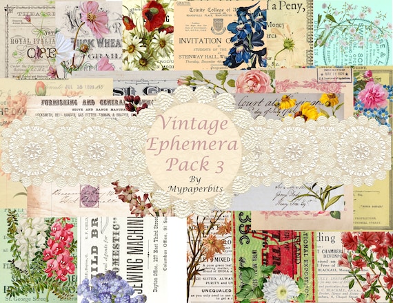 Vintage Digital Ephemera Vintage Ephemera Floral Ephemera | Etsy