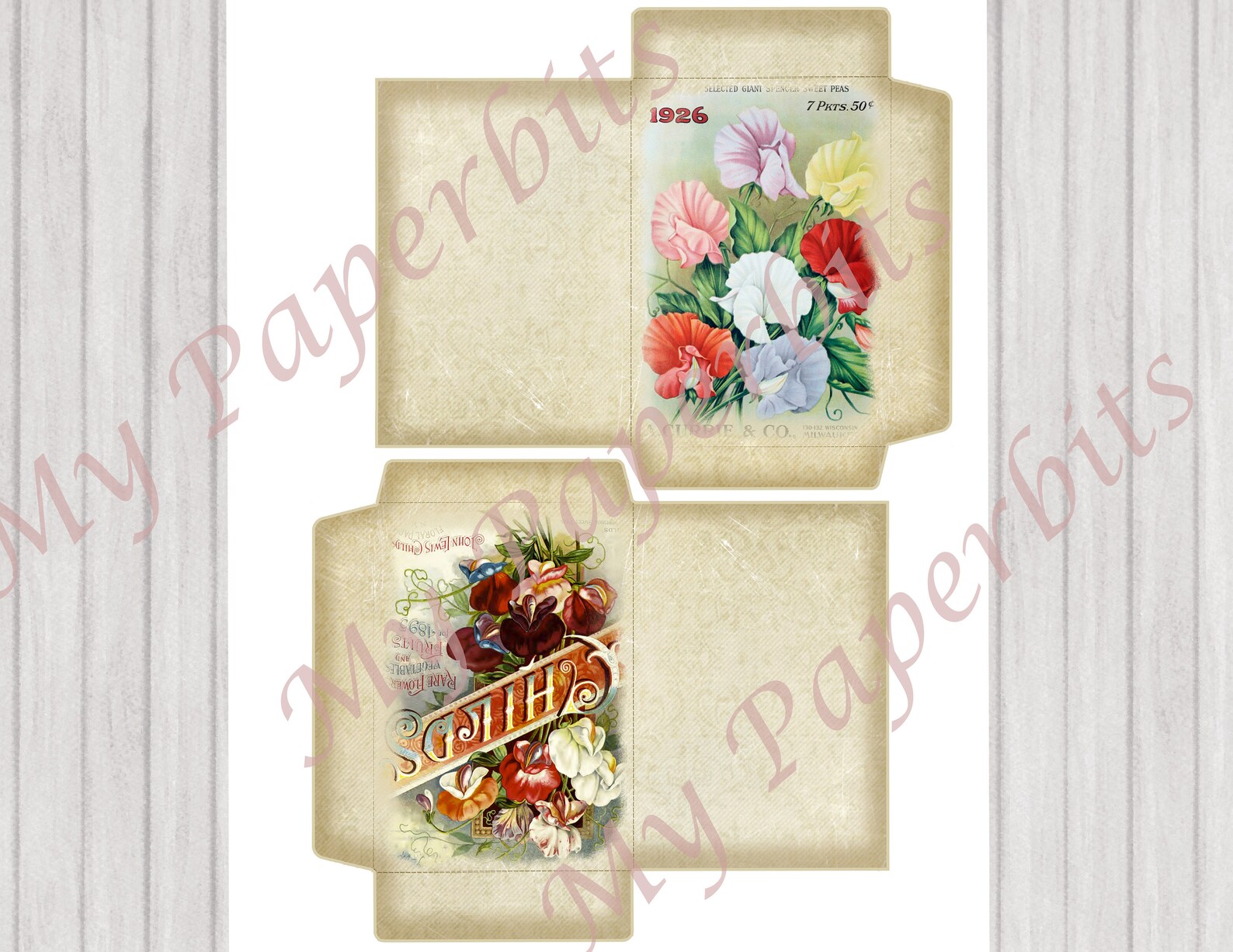 Vintage Seed Packet Digital Ephemera, Vintage Ephemera, Floral Ephemera ...