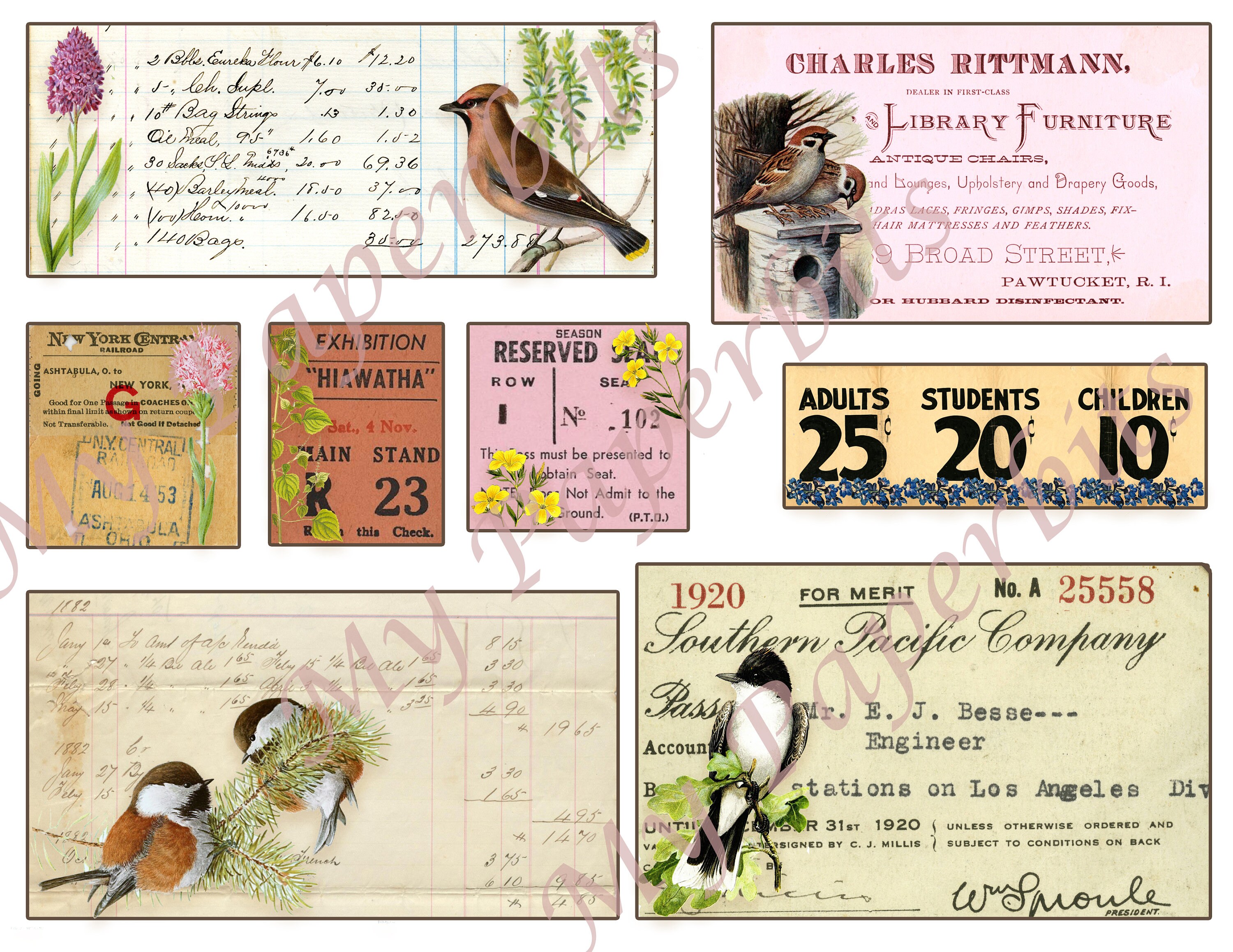 Vintage Digital Ephemera, Vintage Ephemera, Floral Ephemera, Journaling ...
