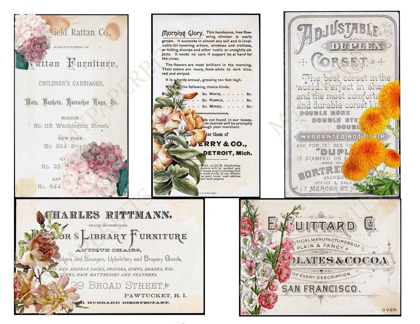 Vintage Digital Ephemera Pack 2, Vintage Ephemera, Floral Ephemera ...