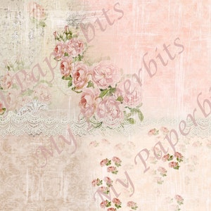 Digital,vintage Shabby Pink and Rose,pink Rose,digital Junk Journal ...