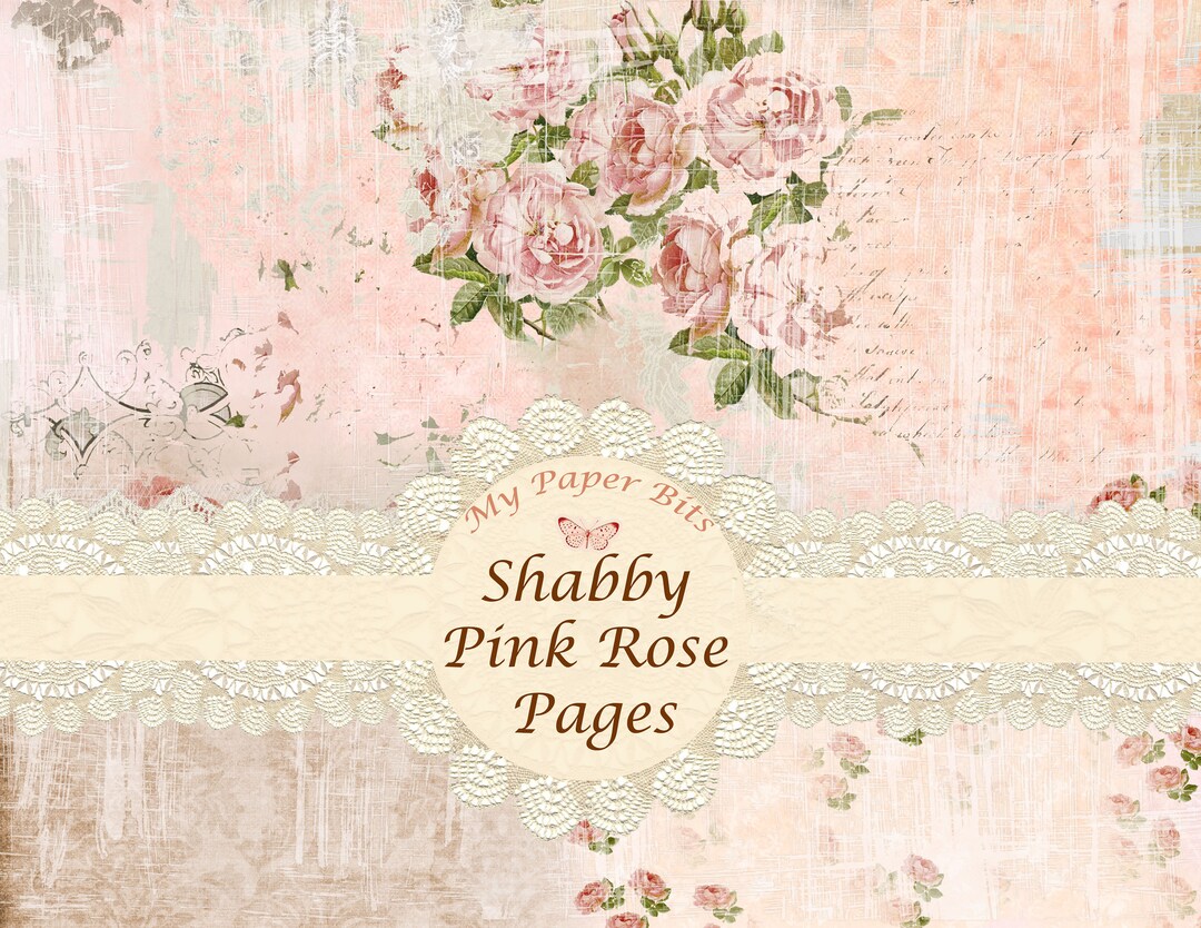 Digital,vintage Shabby Pink and Rose,pink Rose,digital Junk Journal ...
