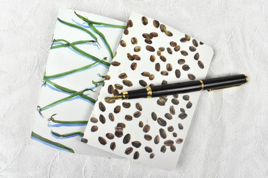 Set of 2 Notebooks, String and Coffee Beans -- Pocket Notebook, Small ...