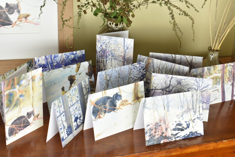 Winter Cattails (C64) -- Blank Greeting Card, Watercolor, Nature ...