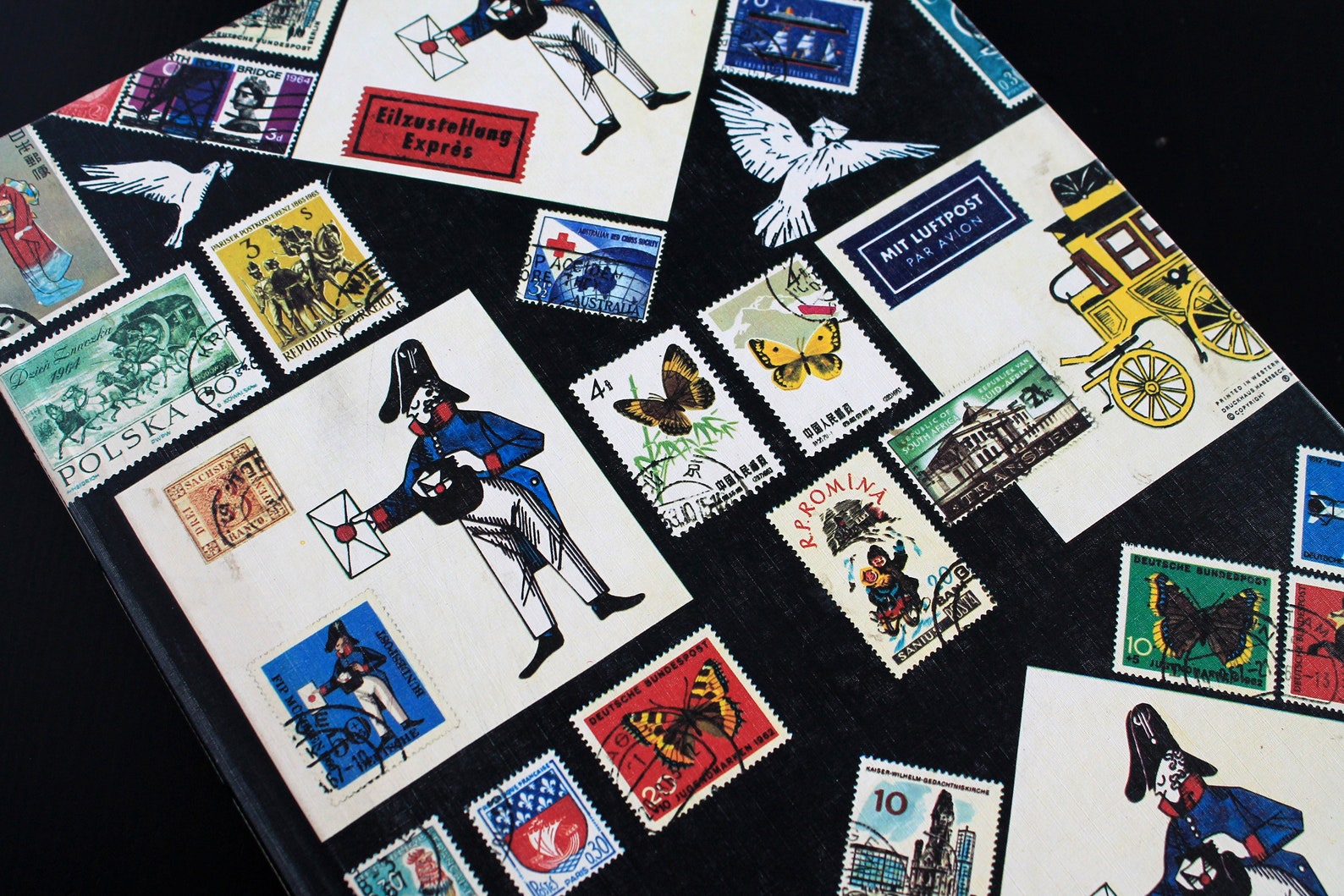 Large Postage Stamp Album Vintage A4 Size EMPTY Black With Postal ...