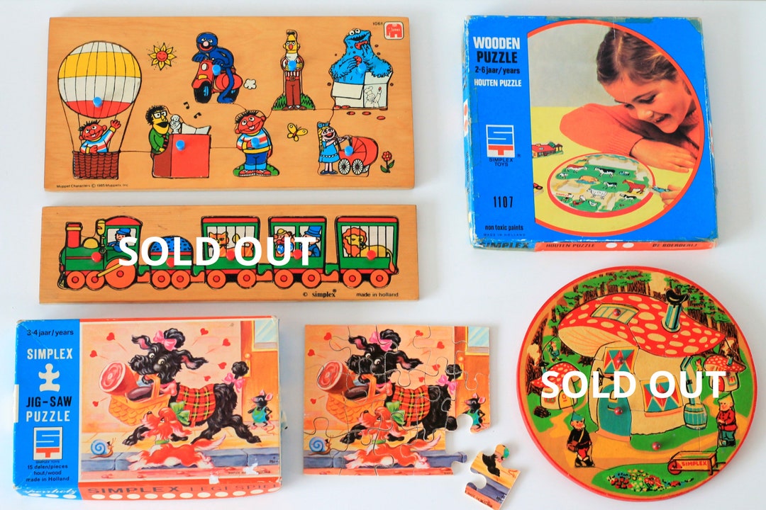 Vintage Wooden Puzzels / Simplex / Jumbo Toys / Farm Animals / Jig-saw ...