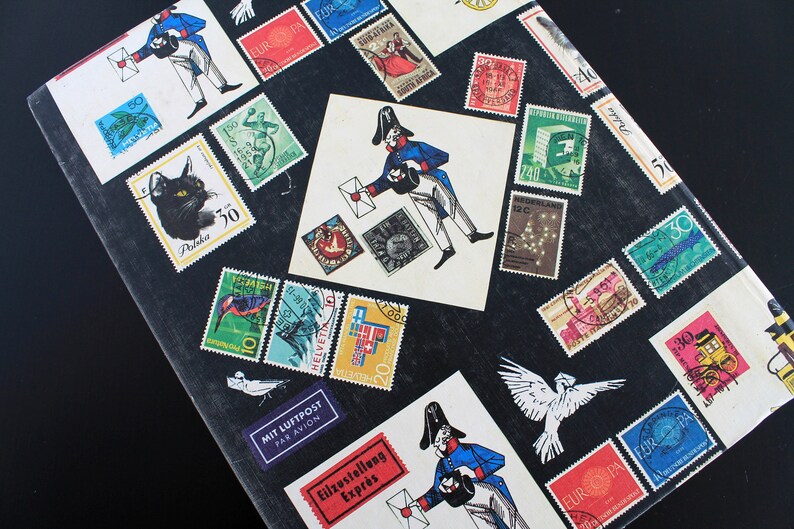 Large Postage Stamp Album Vintage A4 Size EMPTY Black With Postal ...
