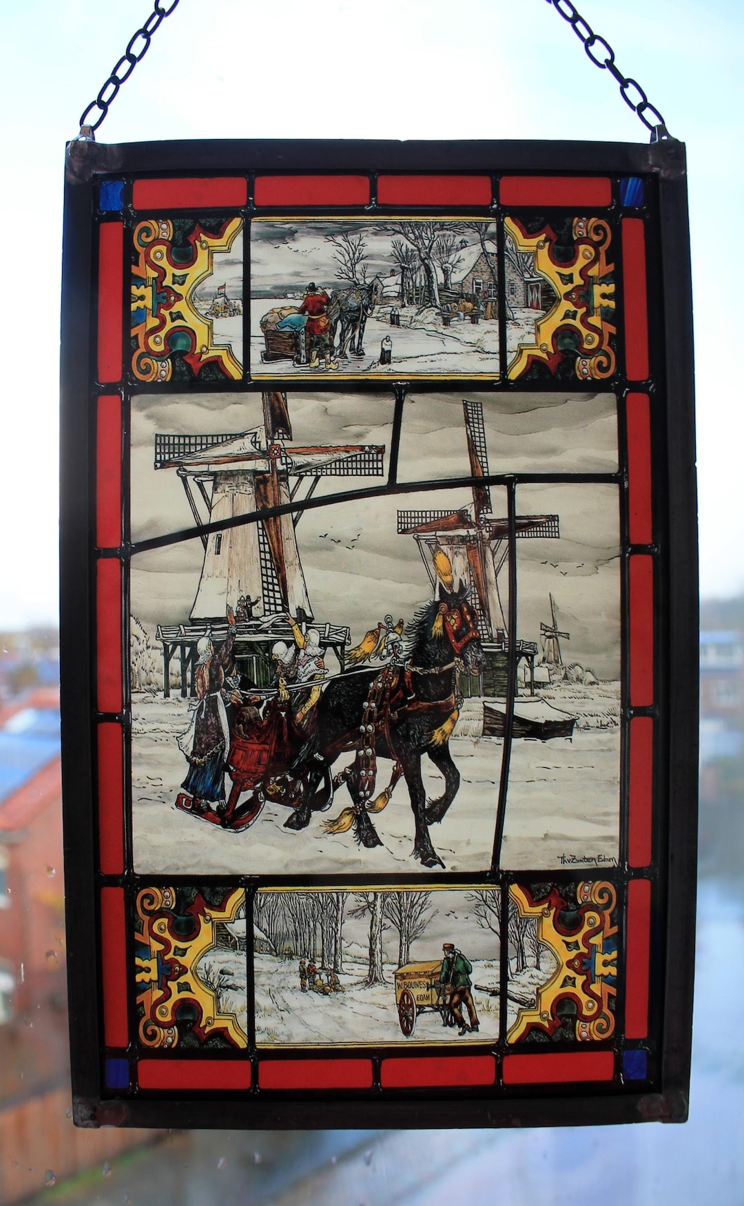 Sun Catcher Window Hanger | Vintage Dutch Winter Scene by Theo Van ...