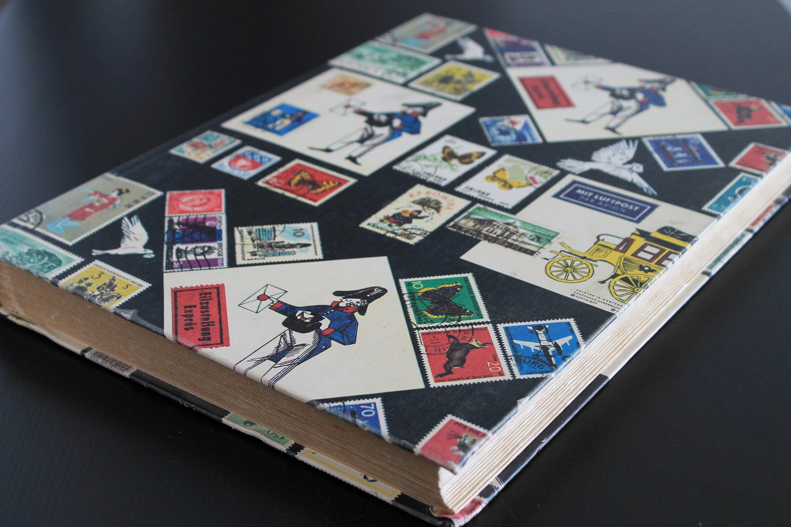 Large Postage Stamp Album Vintage A4 Size EMPTY Black With Postal ...