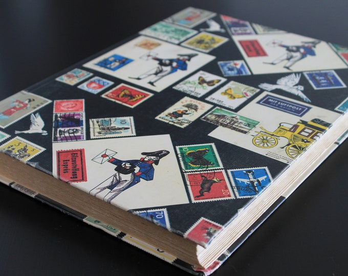 Large Postage Stamp Album Vintage | A4 Size | EMPTY Black With Postal ...