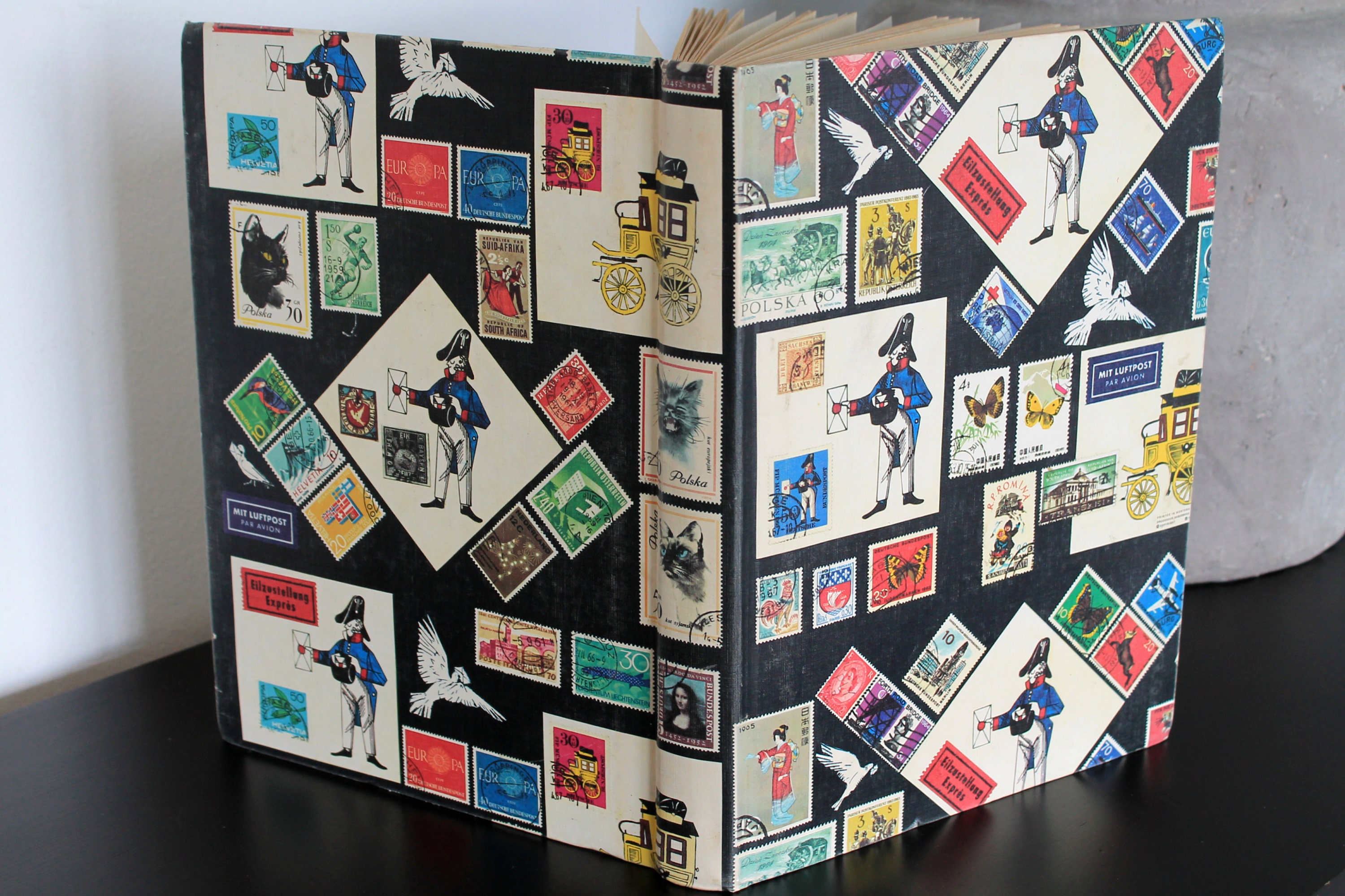 Large Postage Stamp Album Vintage A4 Size EMPTY Black With Postal ...