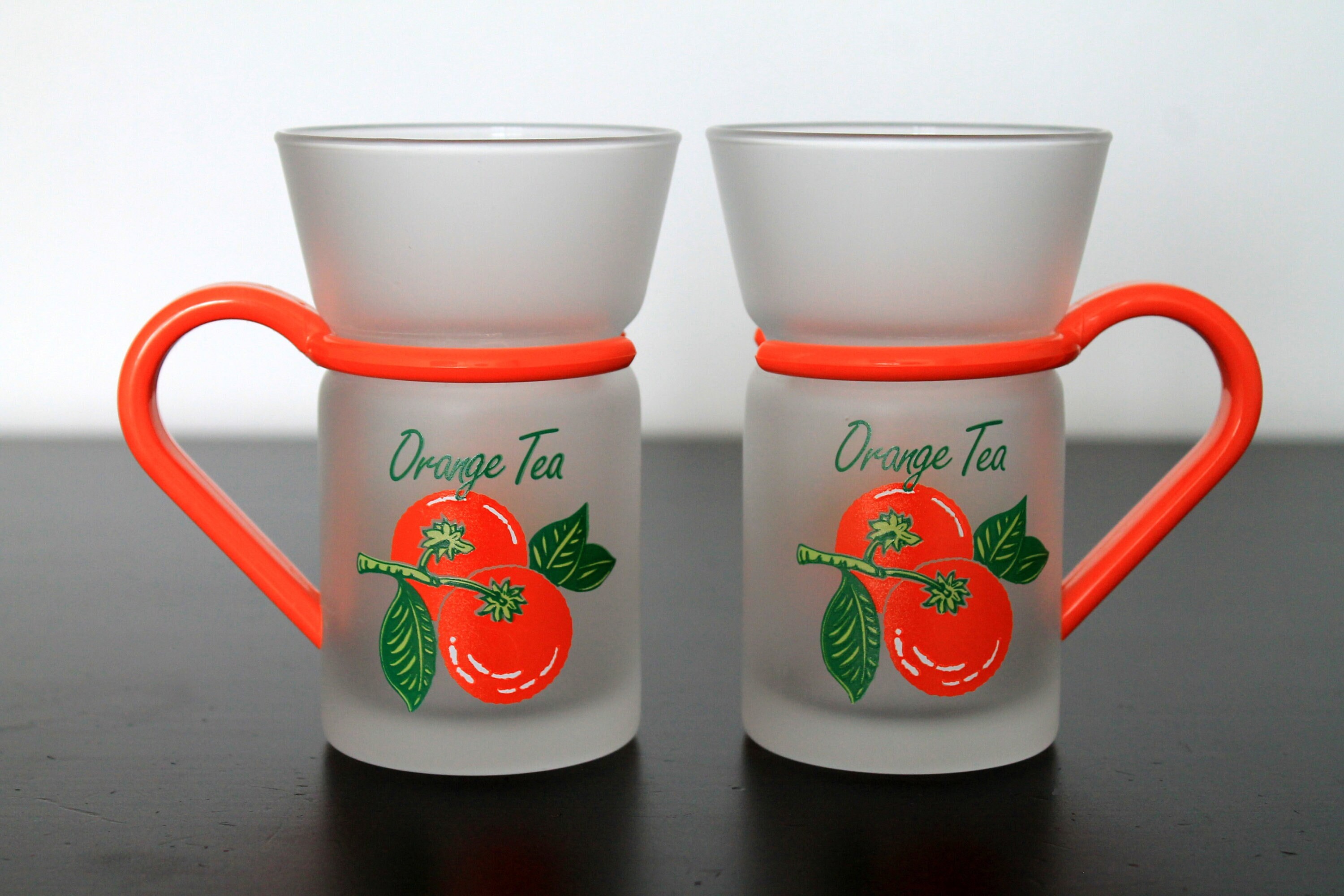 Orange Tea Glasses Vintage Frosted Glasses With Plastic - Etsy