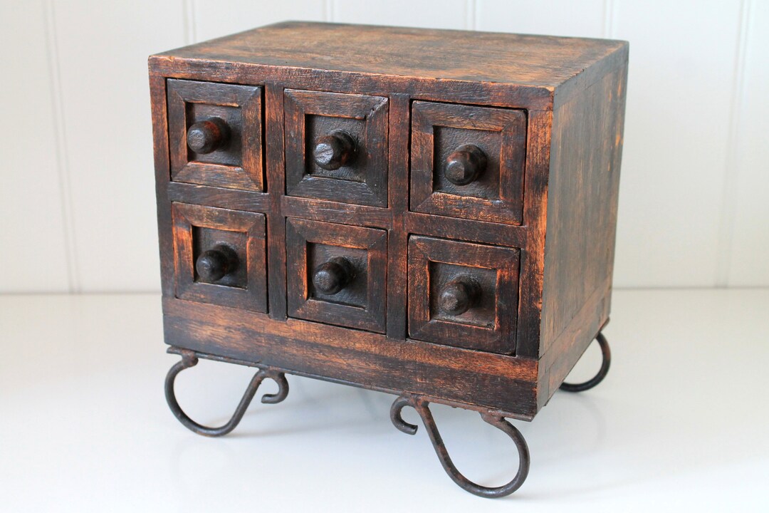 Vintage Desktop Chest of Drawers Mini Solid Wood Cabinet - Etsy