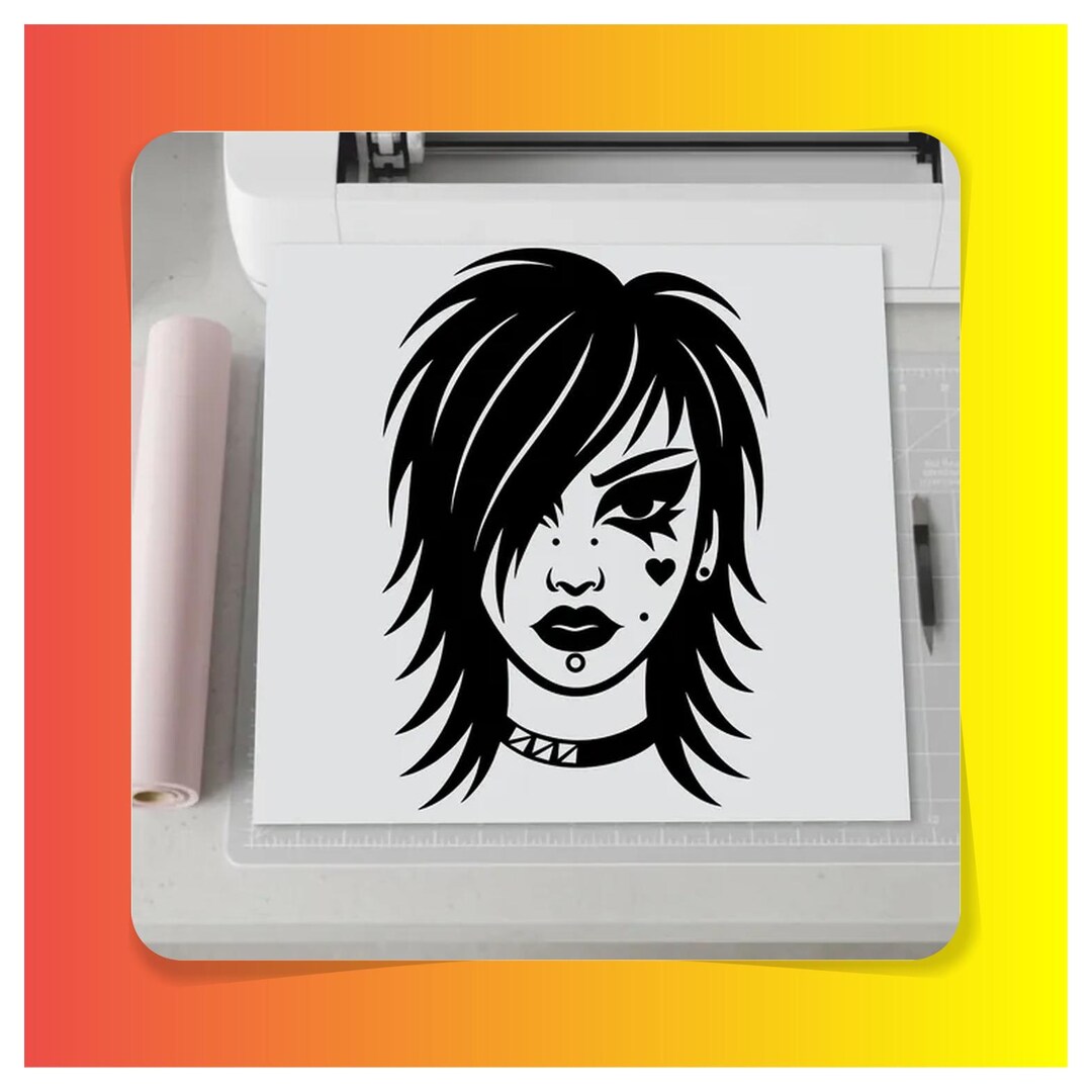 Goth Punk Girl Face SVG File | Edgy Alternative PNG EPS Digital Clipart ...