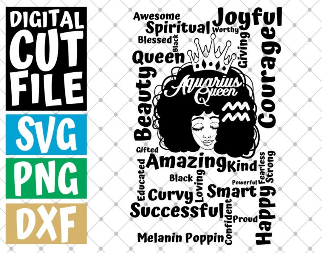 Aquarius Queen Svg, Zodiac Sign Svg, Horoscope Svg, Astrology, Black ...
