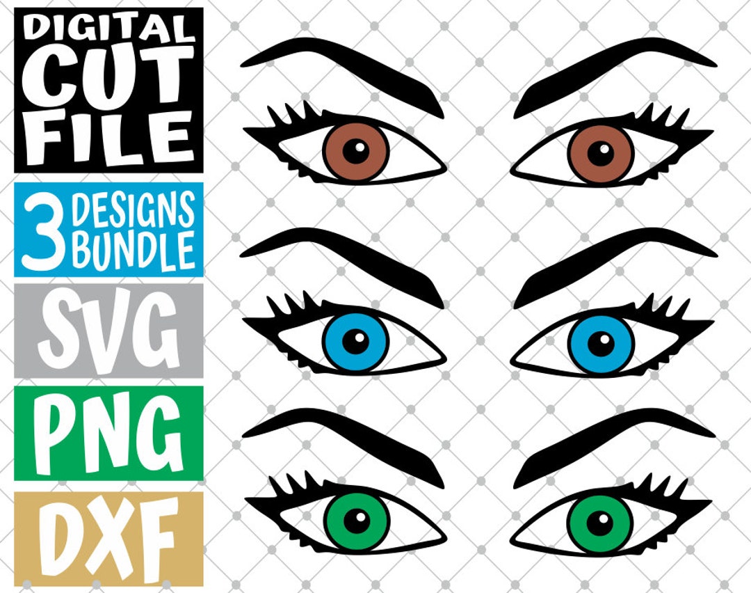 3x Woman Eyes Svg Bundle, Eyelashes Svg, Makeup Svg, Woman Eyes ...