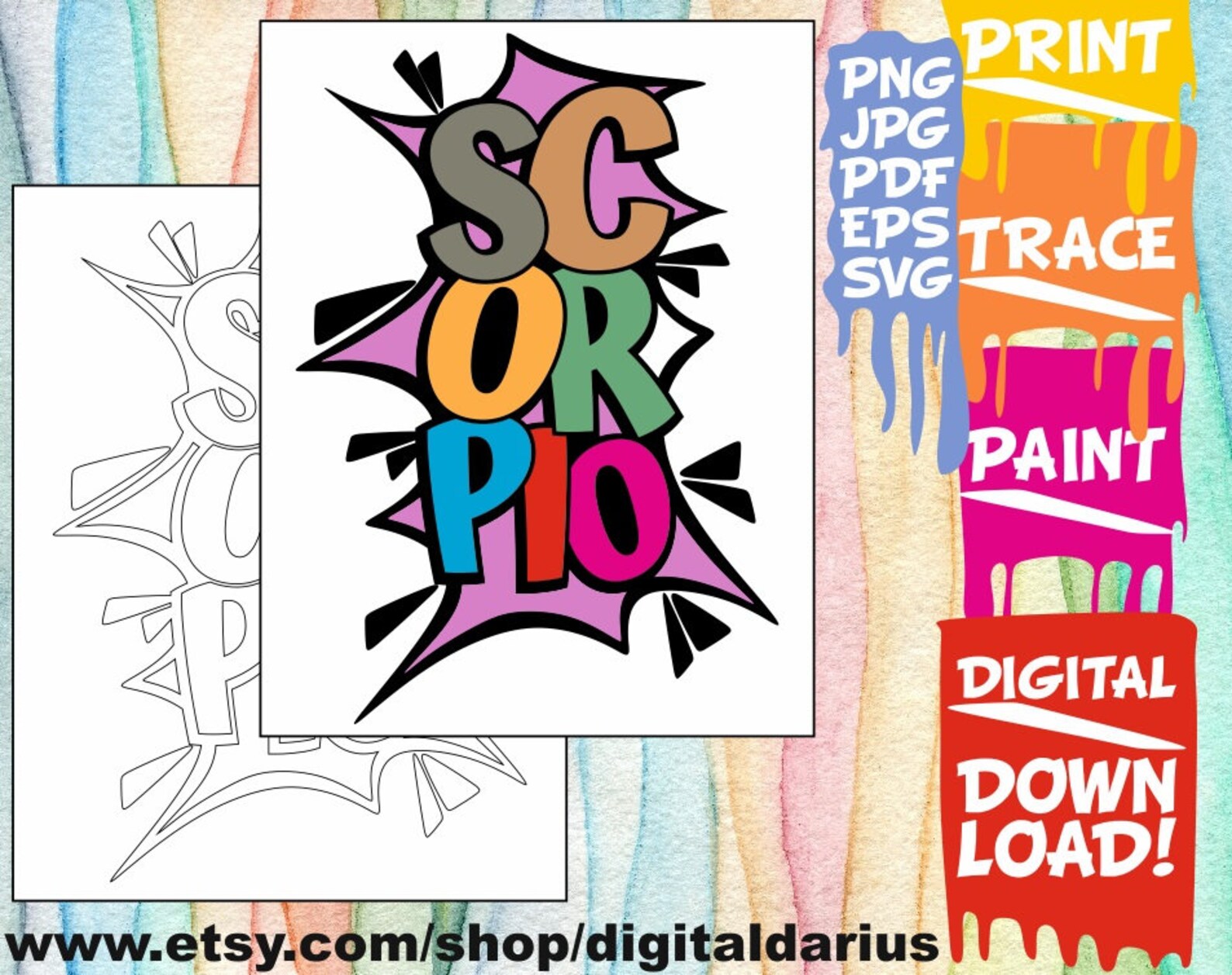 Zodiac Sign Bundle Coloring Pages Comic Bubbles Printable - Etsy