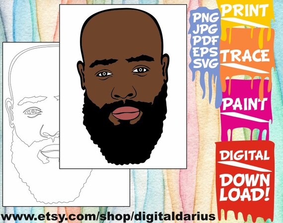 Bald Man Coloring Pages Beard Man Svg Afro Svg Printable - Etsy Ireland