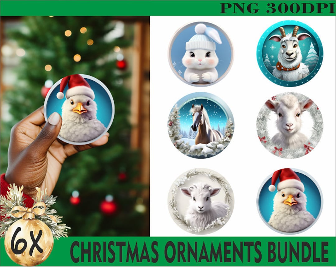 3D Baby Animals Christmas Ornaments Sublimation Bundle PNG - Etsy