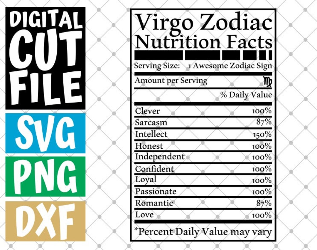 Virgo Nutrition Facts Svg Zodiac Sign Svg Horoscope Svg File For