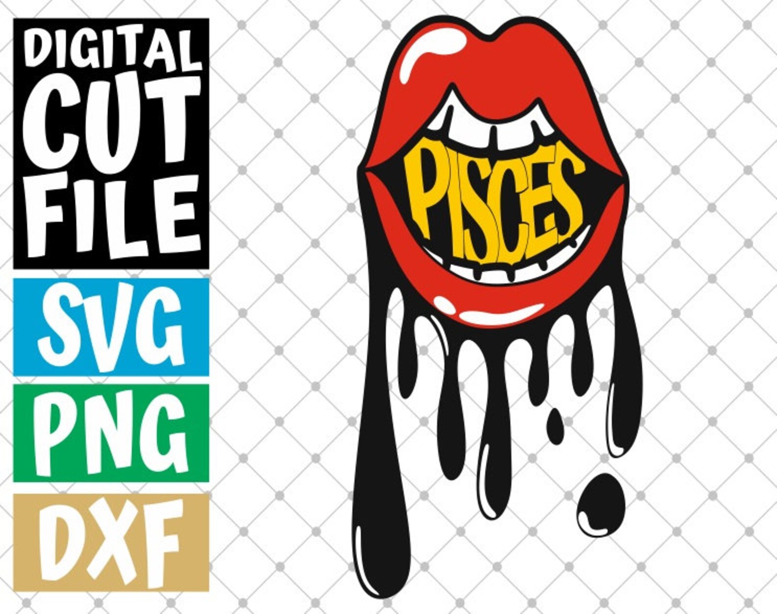 Pisces Zodiac Sign Svg Red Lips Svg Dripping Lips Svg - Etsy