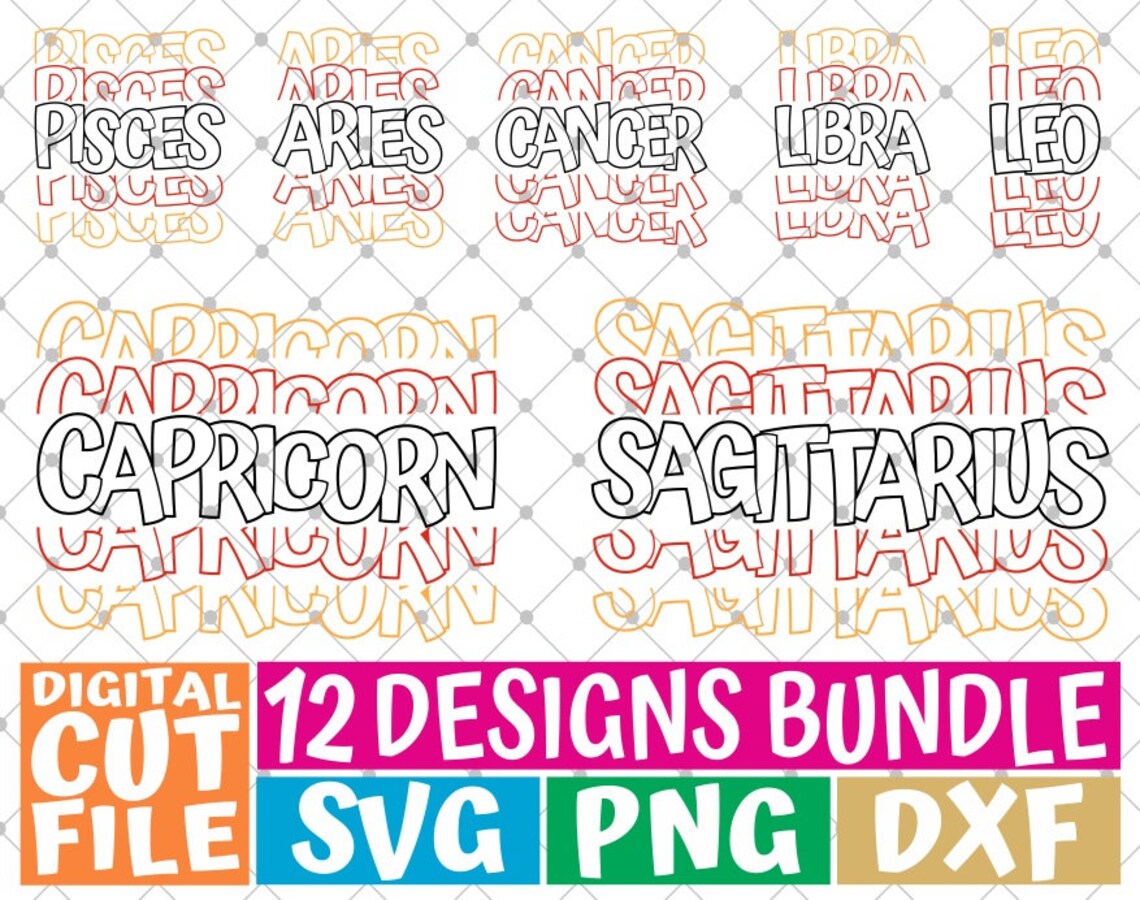12x Zodiac Sign Bundle Svg Horoscope Svg Astrology Svg - Etsy
