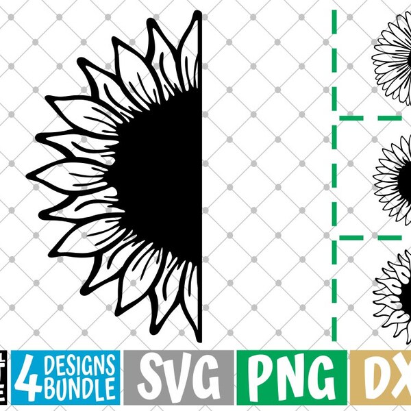 Half Sunflower Svg - Etsy