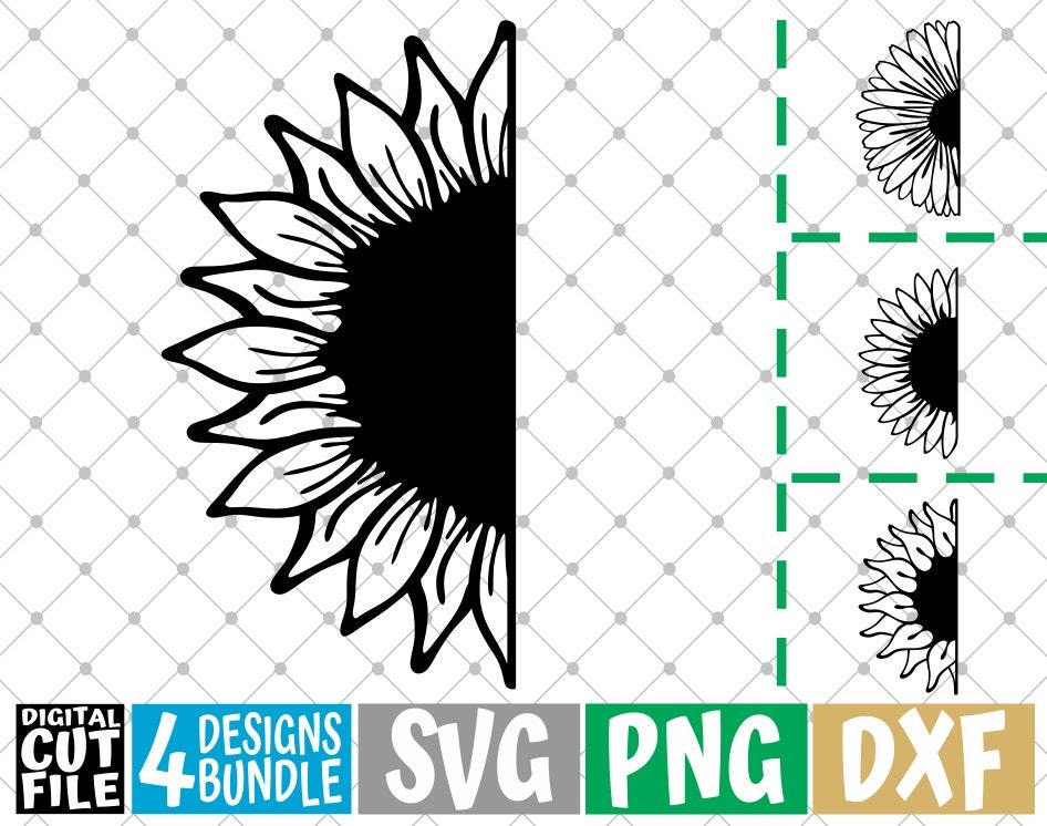 4x Half Sunflowers Designs Bundle Svg Sun Svg Summer Svg - Etsy