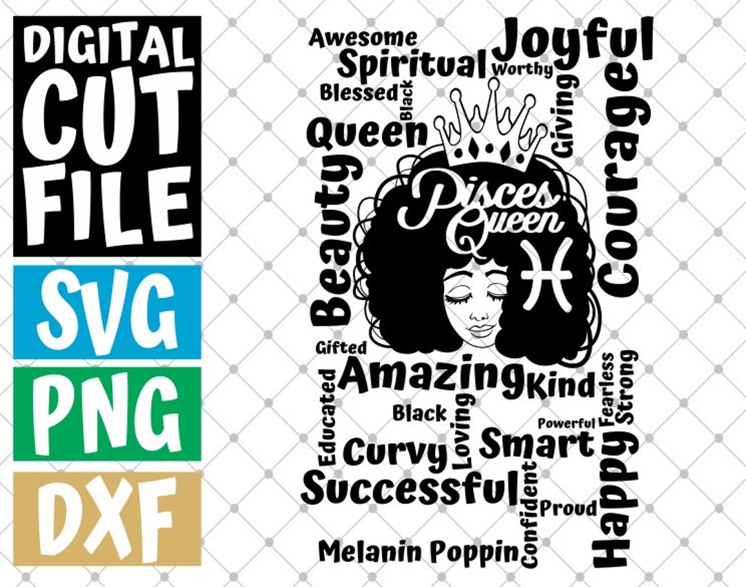 Pisces Queen Svg, Zodiac Sign Svg, Horoscope Svg, Astrology Svg, Black ...