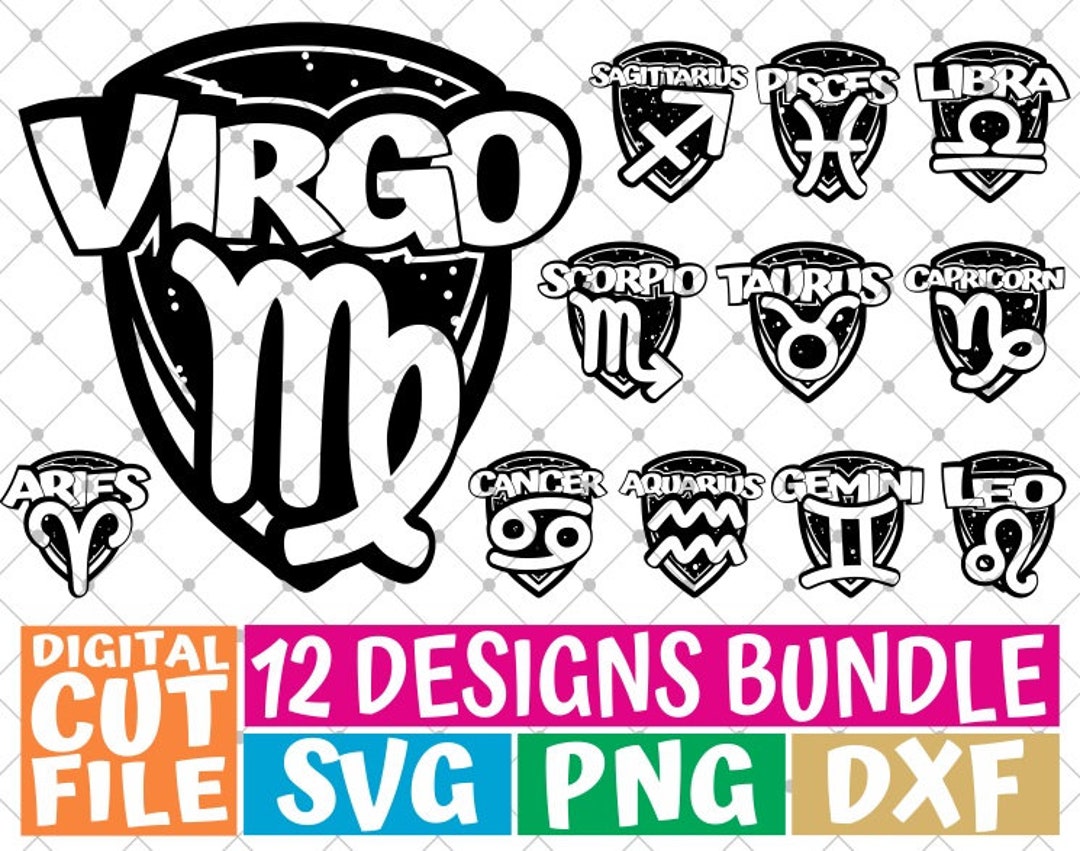 12x Zodiac Sign Bundle Svg, Horoscope Svg, Astrology, Constellation Svg ...