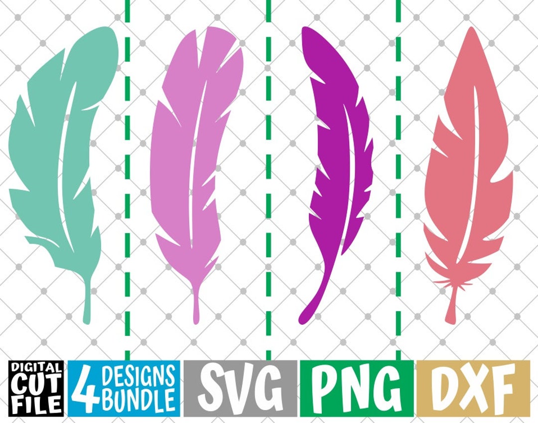 4x Beauty Feather Designs Bundle Svg Boho Feather Svg - Etsy