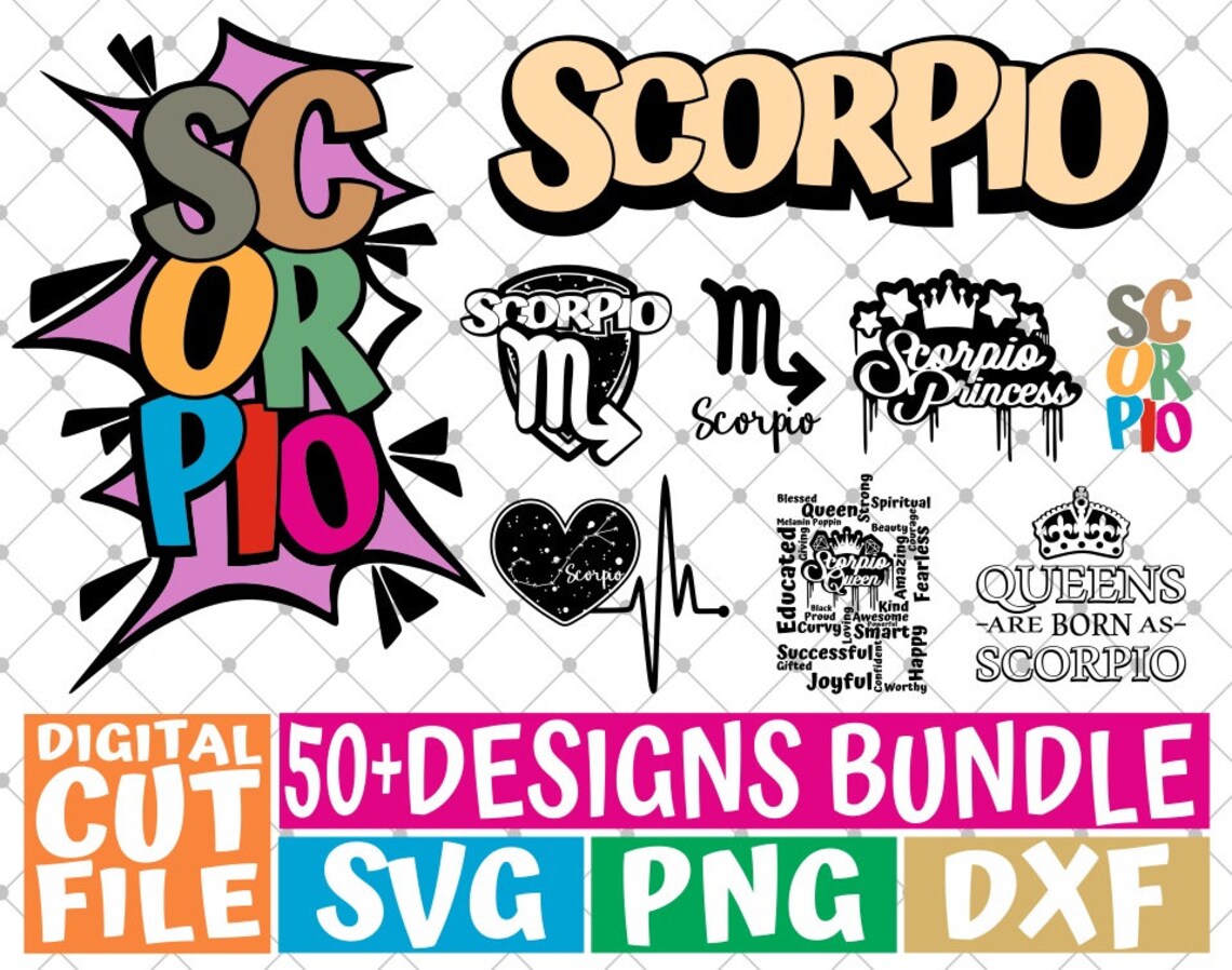 50x Scorpio Zodiac Sign Bundle Svg Horoscope Dripping | Etsy