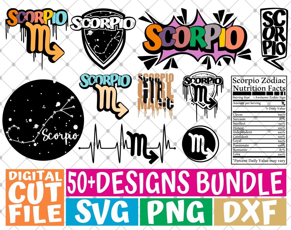 50x Scorpio Zodiac Sign Bundle Svg Horoscope Dripping | Etsy