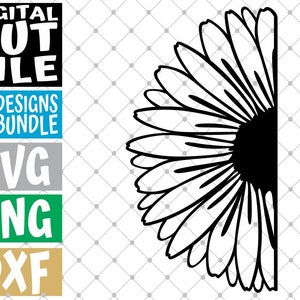 4x Half Sunflowers Designs Bundle Svg, Sun Svg, Summer Svg, Flowers Svg ...