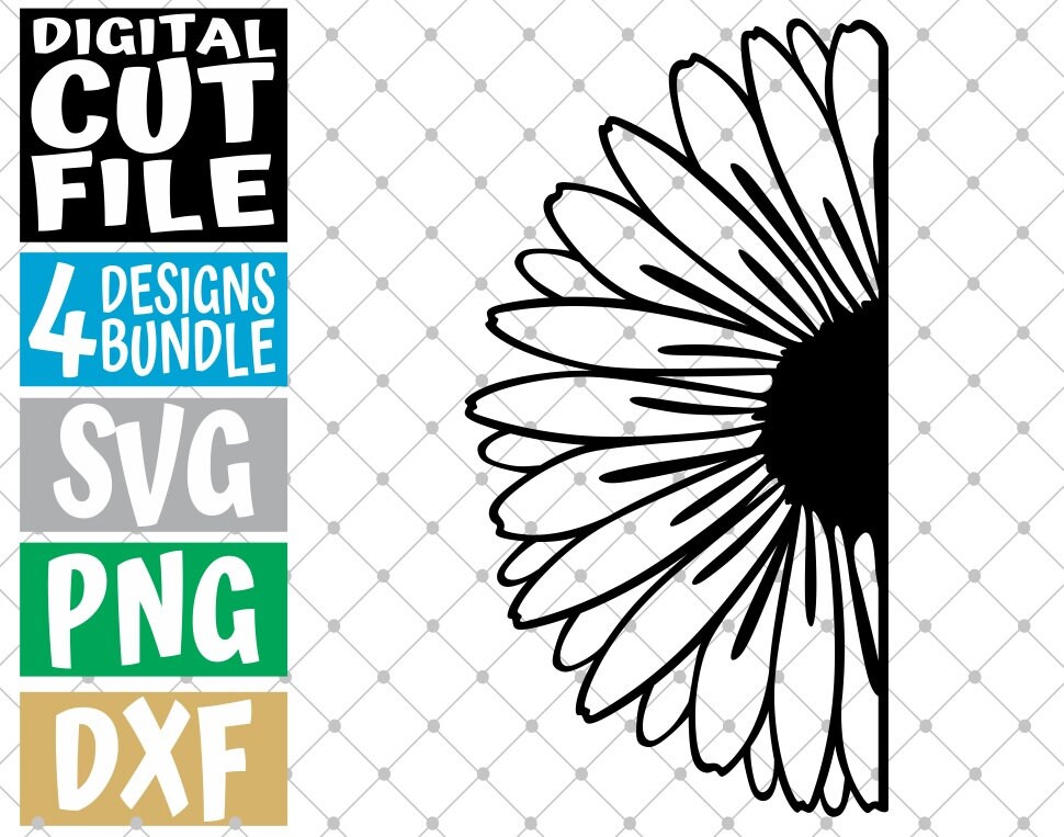 4x Half Sunflowers Designs Bundle Svg Sun Svg Summer Svg - Etsy