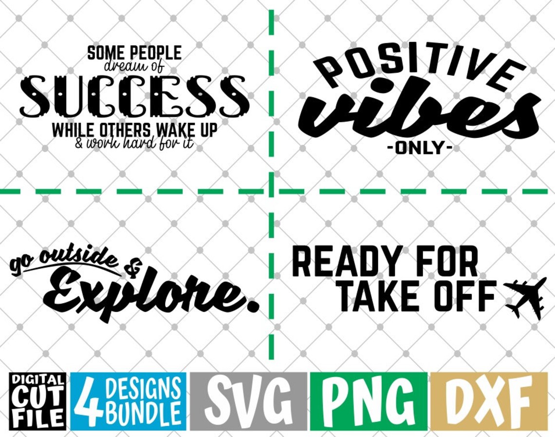 4x Success Quote Designs Bundle svg Positive vibes svg | Etsy