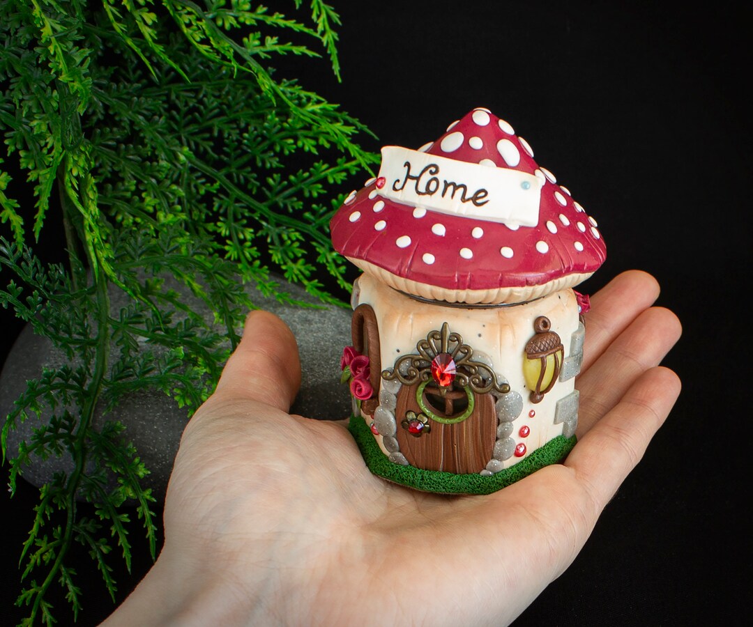 Fairy House Handmade Amanita Mushroom House in Polymer Clay Cottagecore ...