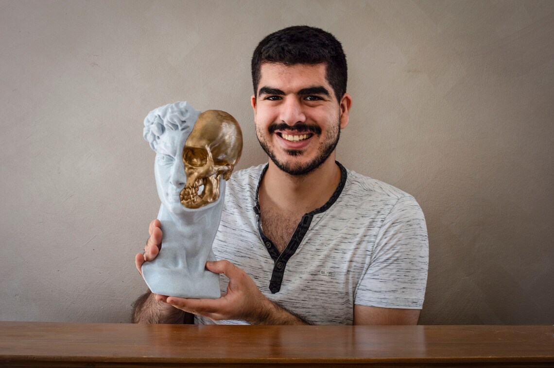 David Statue Skull Statue David Sculpture Skull Sculpture - Etsy