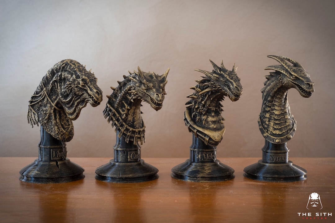 Dragon Bust Statue, Vhagar, Caraxes, Meleys, Syrax, Dragon Table Top ...