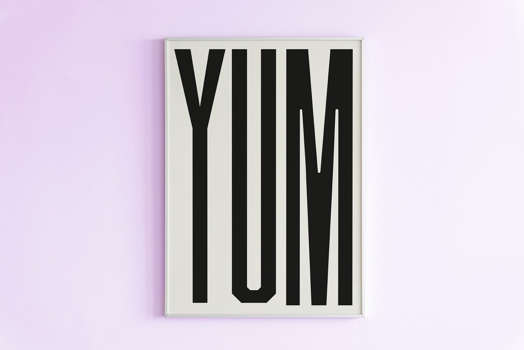 YUM Kitchen Poster - Bold Typography Kitchen Wall Art | Modern Digital ...