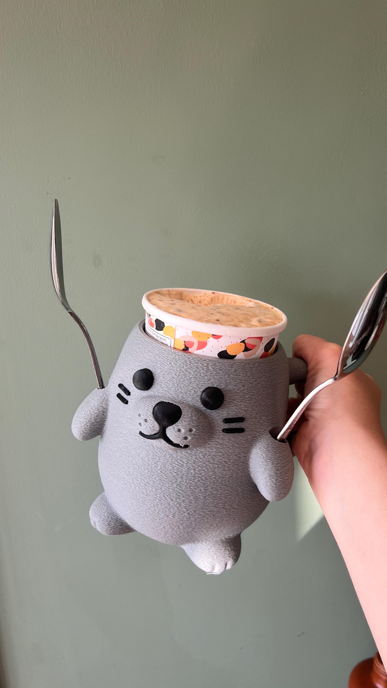Seal Ice Cream Pint Holder – Pint Cup With Spoon Slots - Etsy