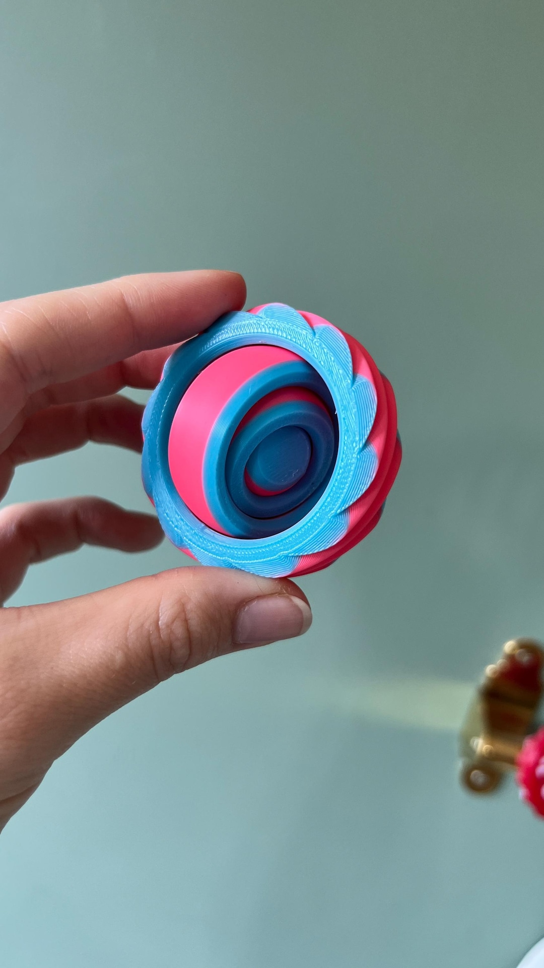 Textured Rim Gyro Fidget Toy With Spiral Edge and Rotating Inner Rings ...