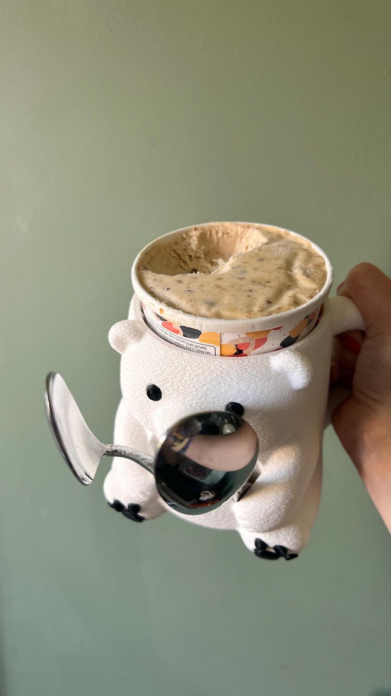Polar Bear Ice Cream Pint Holder: 3D Printed Cozy With Spoon Slot - Etsy