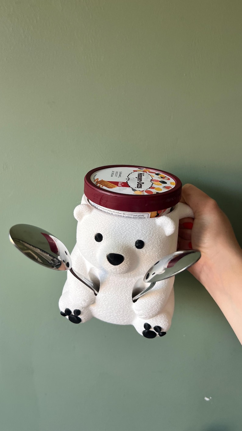 Polar Bear Ice Cream Pint Holder: 3D Printed Cozy With Spoon Slot - Etsy